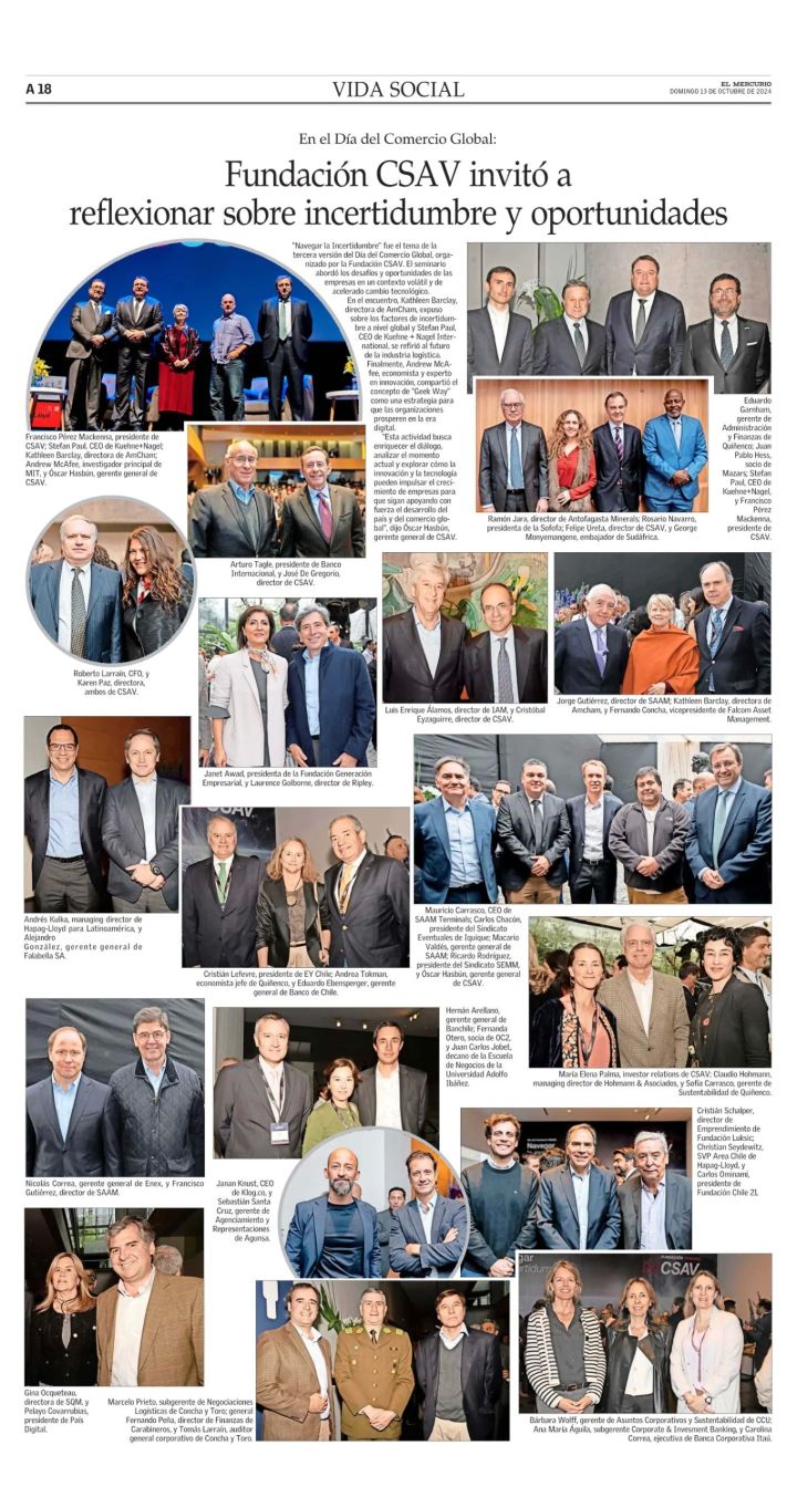 El Mercurio – En el Día del Comercio Global: Fundación CSAV invitó a ...